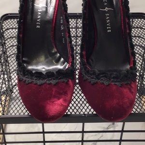 Rebeca Sanver | Shoes | Vintage Ruby Red Velvet Heels By Rebeca Sanver ...